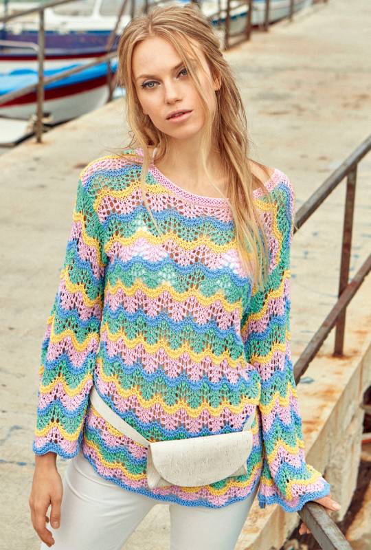 Anleitung: Modischer Pulli mit Wellenmuster in Pastell