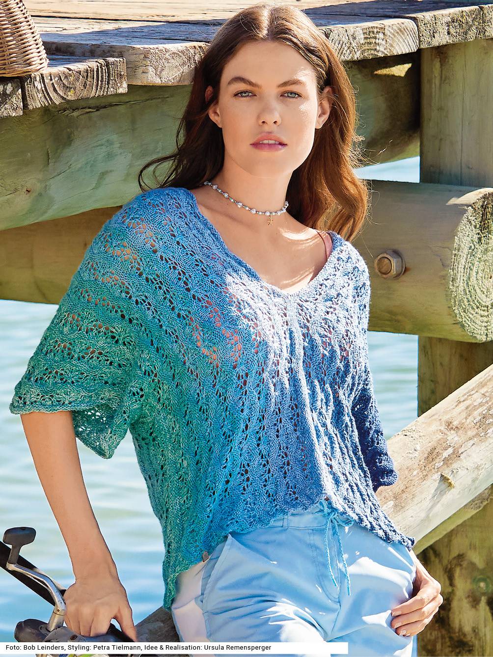 Anleitung: Sommerpulli mit Ajourmusterstreifen
